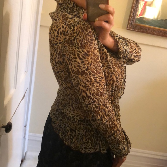 Tops | Sexy Sheer Cheetah Blouse L | Poshmark